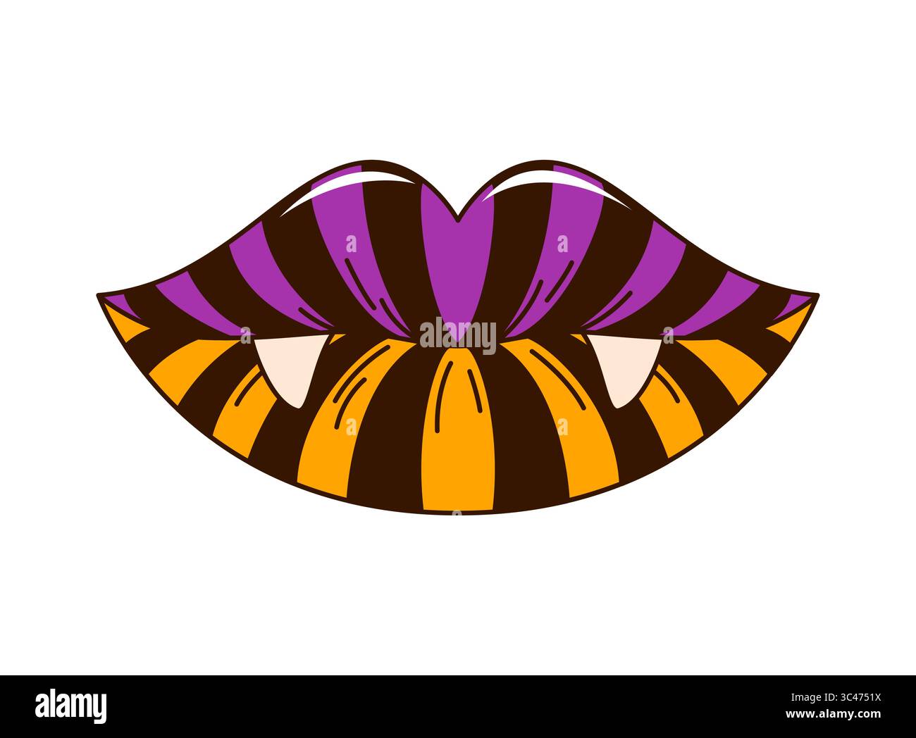 Halloween groovy cartoon vampire lips with fangs for horror holiday ...