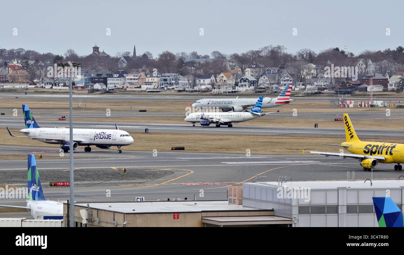 JetBlue Airlines flight Logan International Airport Boston Stock Photo ...