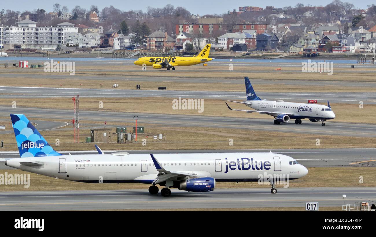 JetBlue Airlines flight Logan International Airport Boston Stock Photo ...