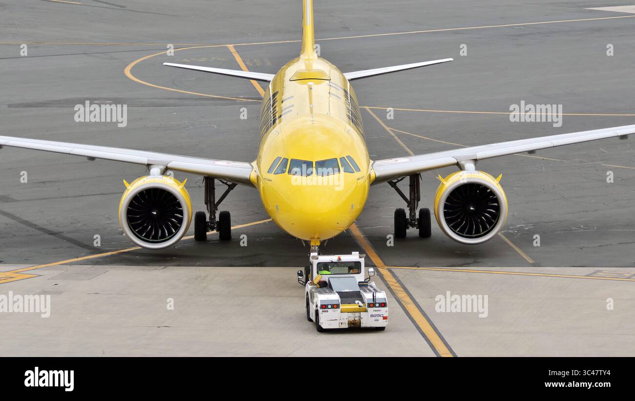 Spirit airlines airbus a320 neo towed to the ramp logan hi-res stock ...