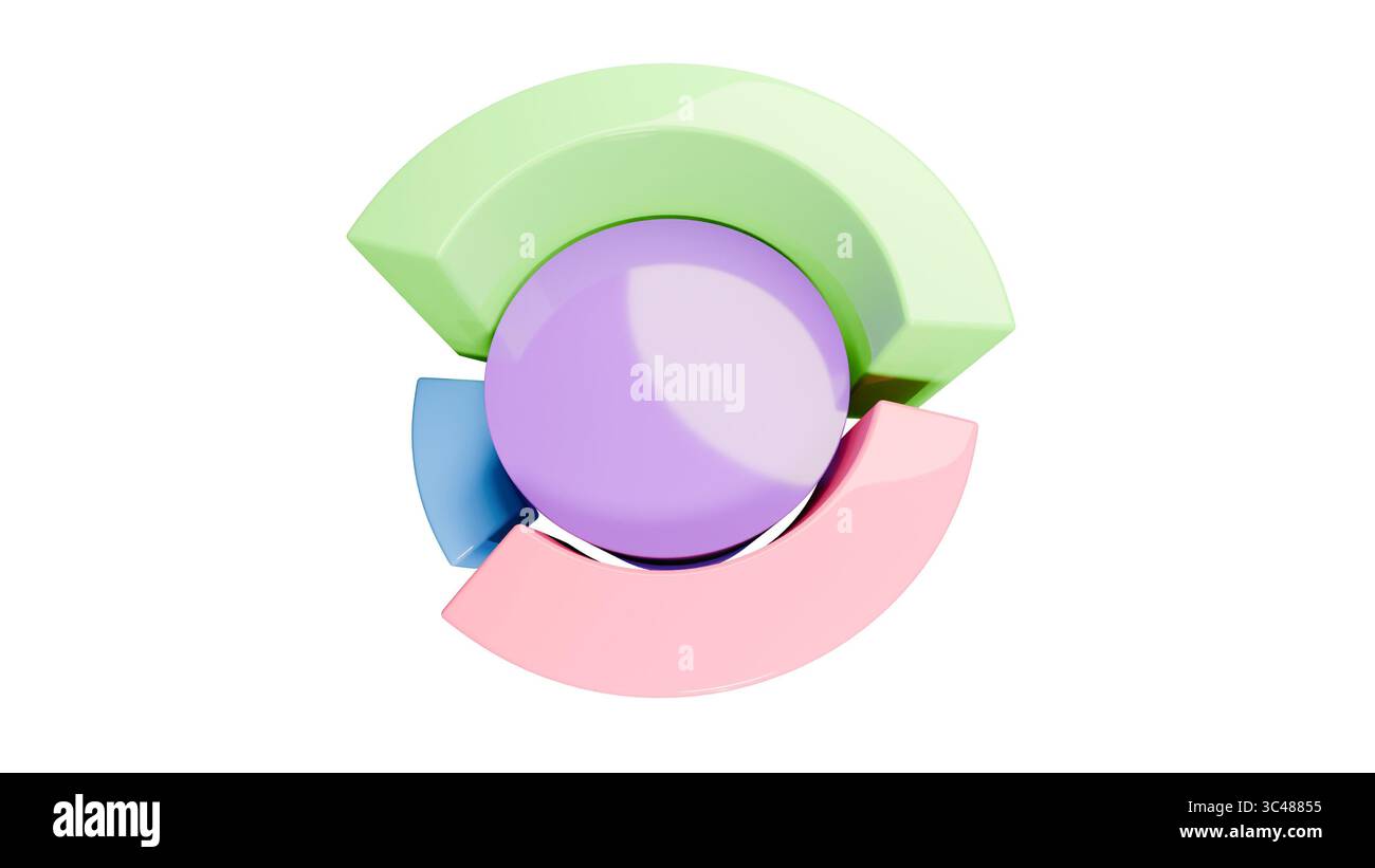Modern 3D Logo of a pie chart with glossy pastel segments in green ...