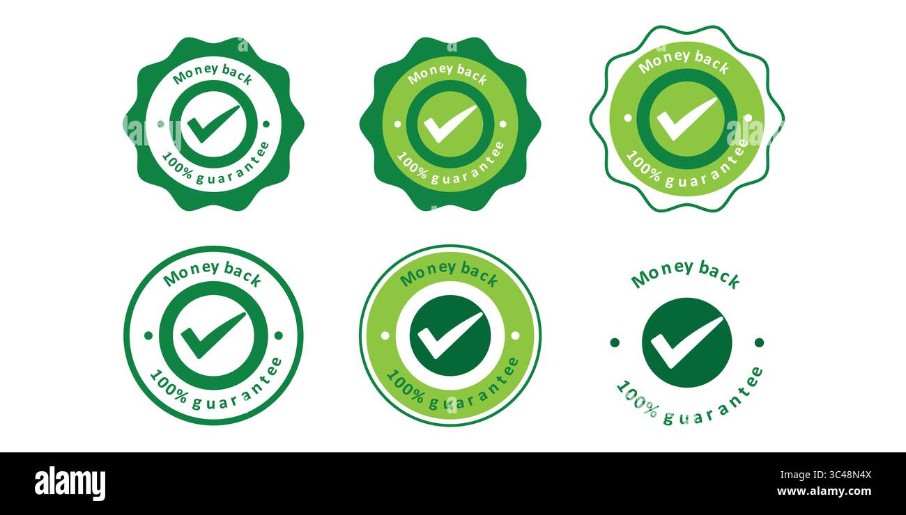 Money Back Guarantee Icons for Return Policy and Customer Trust Stock Vector Image & Art - Alamy