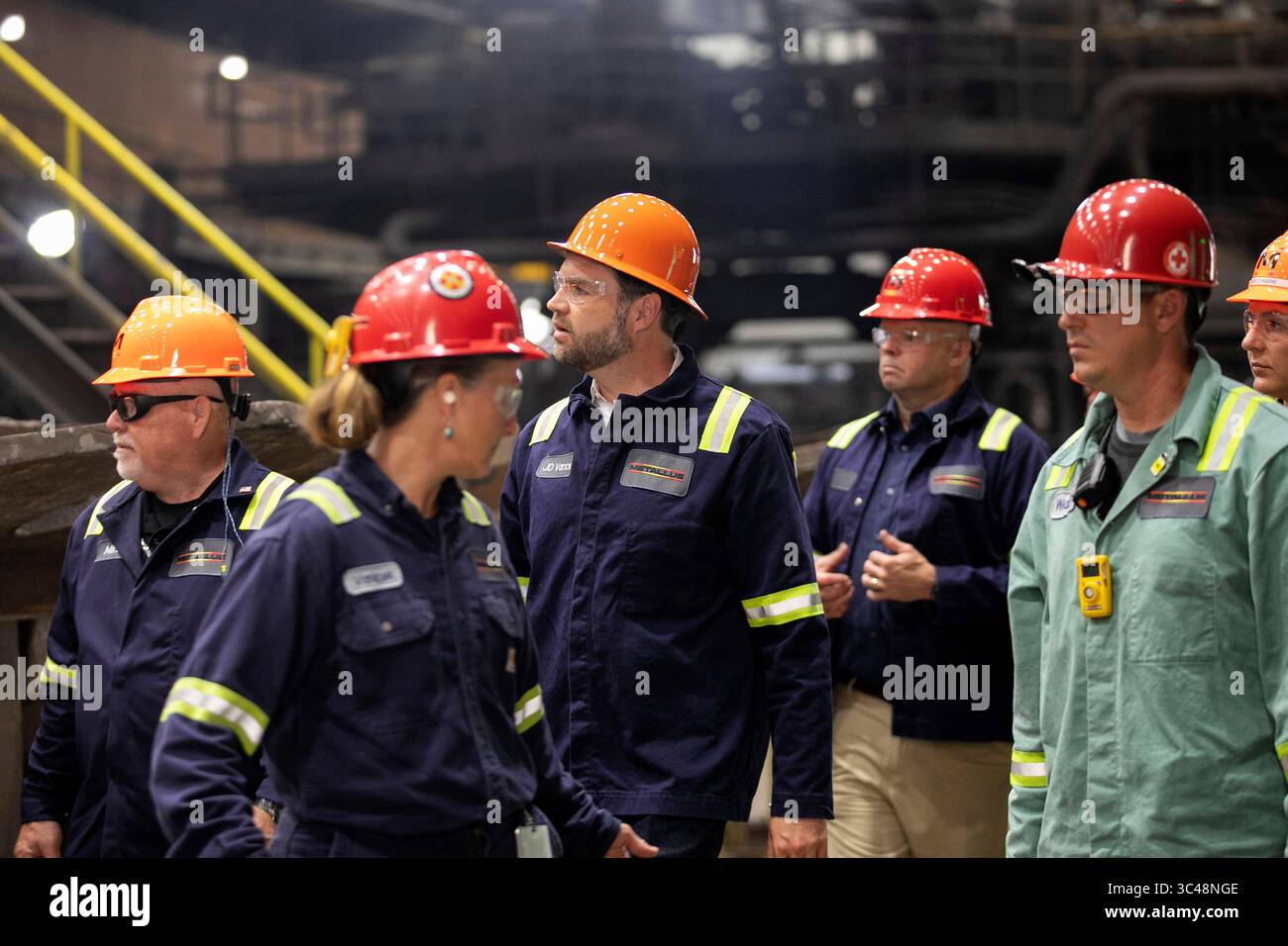 Vice President JD Vance, center, tours the Metallus plant in Canton ...