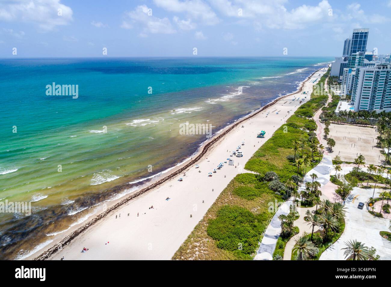 Miami Beach Florida,Ocean Terrace Beach,aerial overhead looking down ...