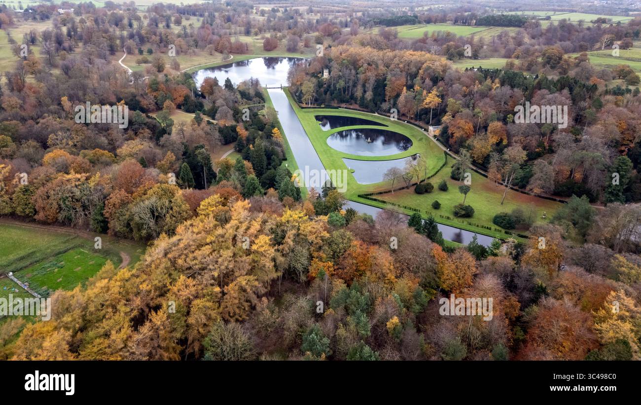 Aerial Shot Water Gardens, Studley Royal, Ripon, North Yorkshire ...