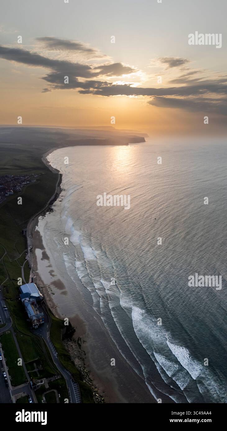 Whitby North Beach from the Air, Whitby, North Yorkshire, England Stock ...
