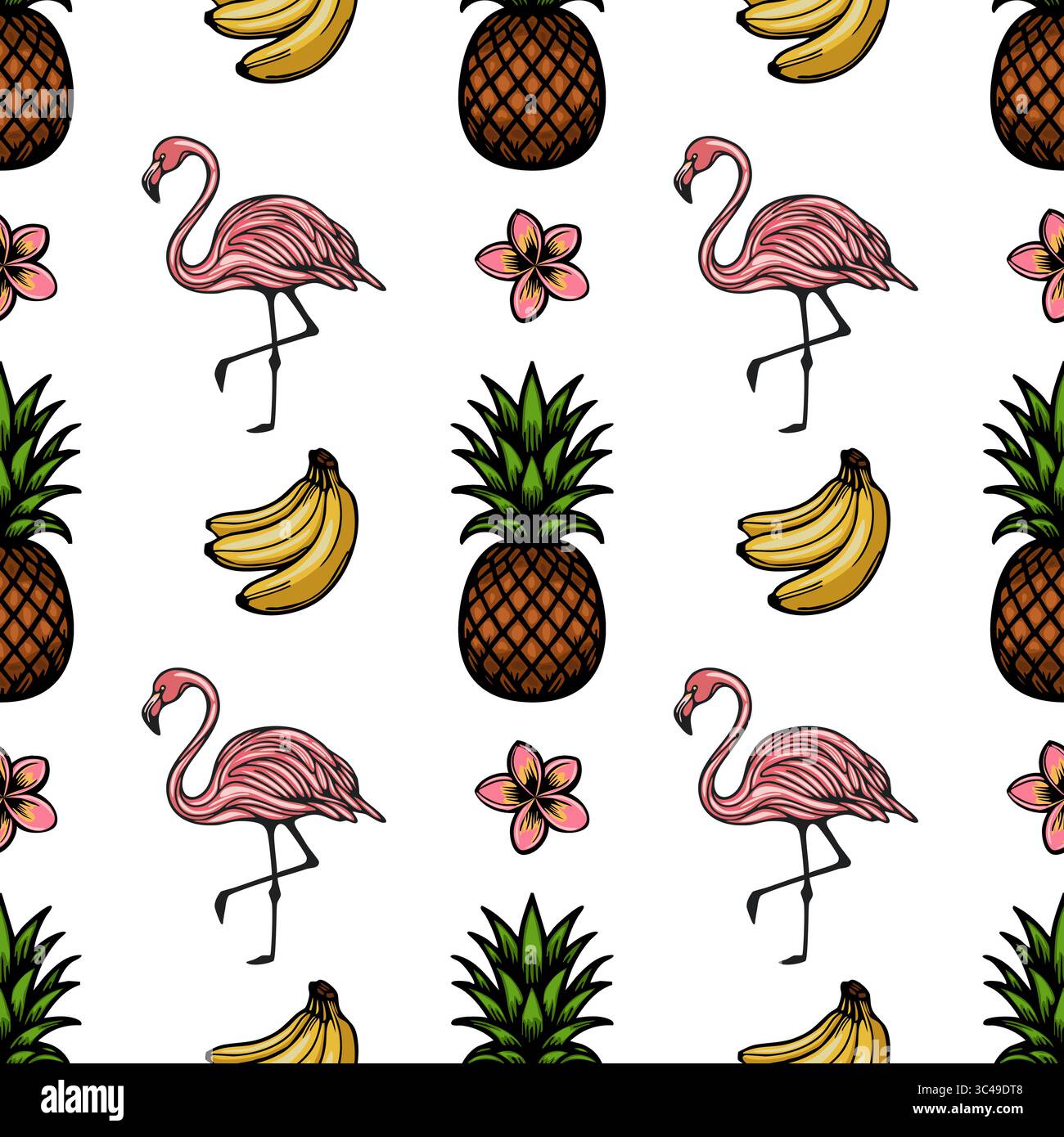 Background pineapples bananas pattern Stock Vector Images - Alamy