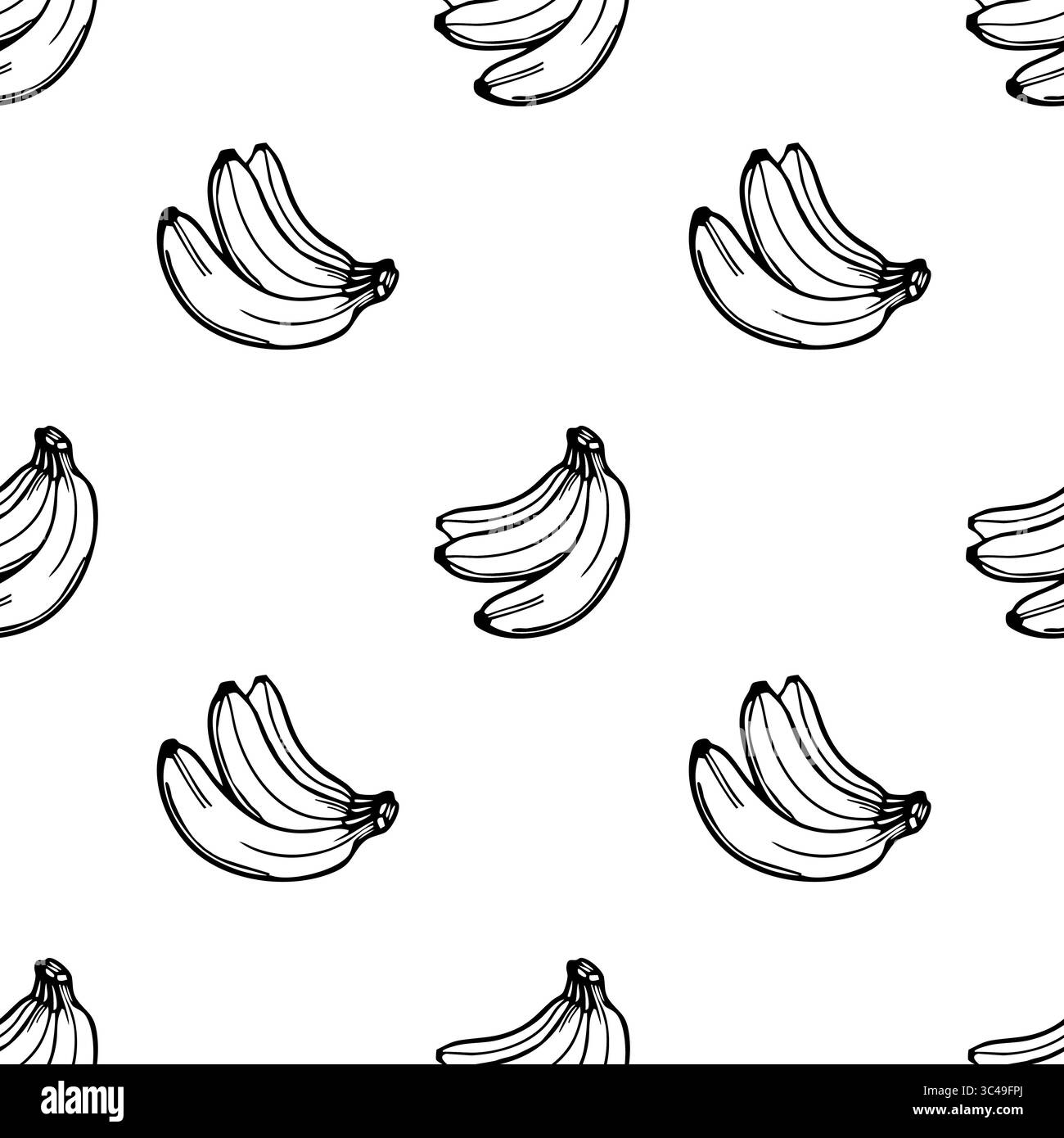 A vector seamless pattern featuring hand-drawn bananas in various ...