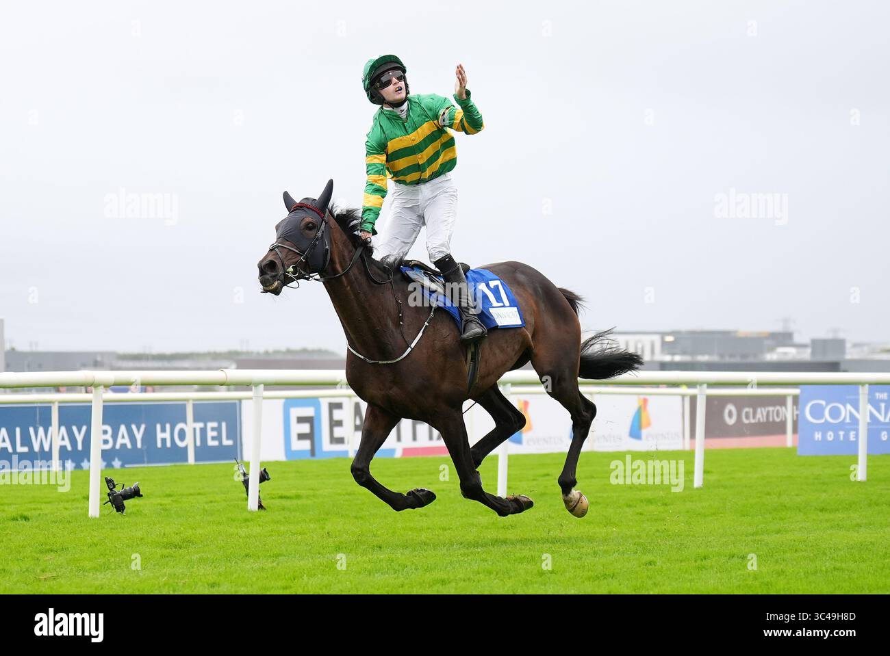 Alan O'Sullivan celebrates aboard Filey Bay after winning the Connacht ...