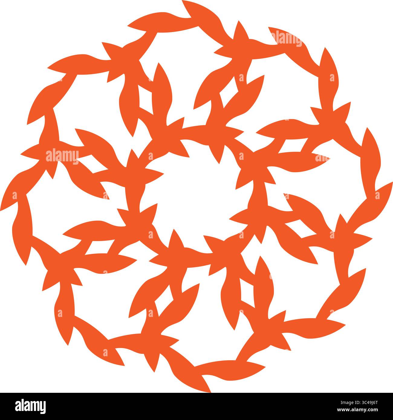 A captivating geometric design featuring an intricate pattern of orange ...