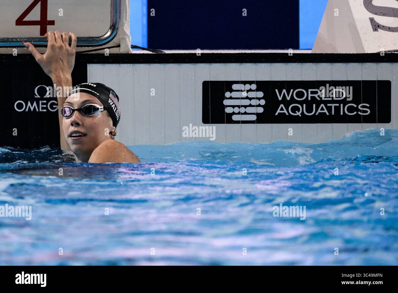 Gretchen Walsh of United States of America celebrates after winning the ...