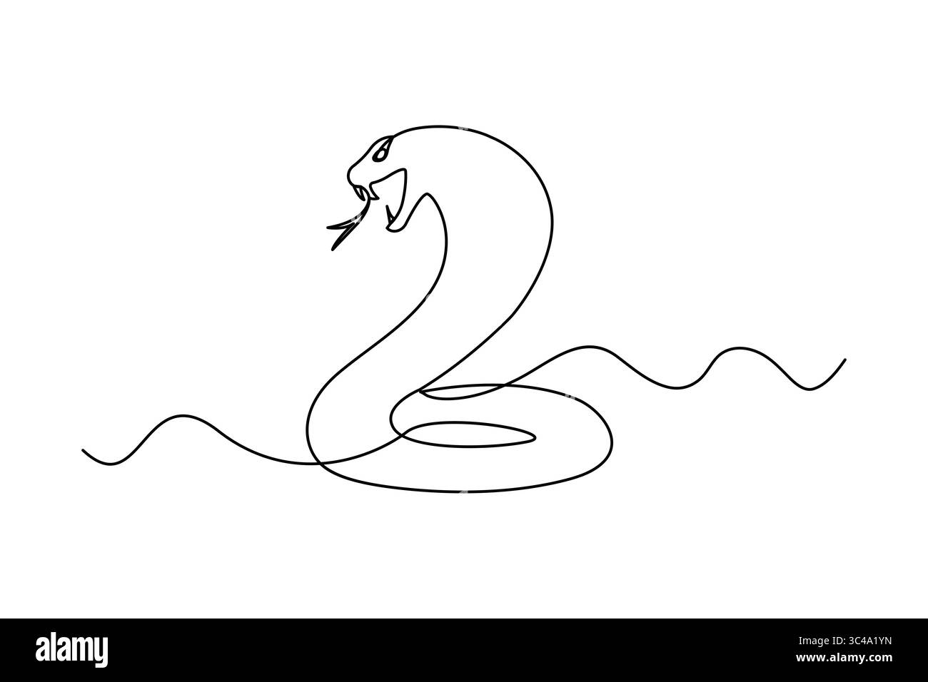 Snake icon continuous one line drawing minimalist style outline ...