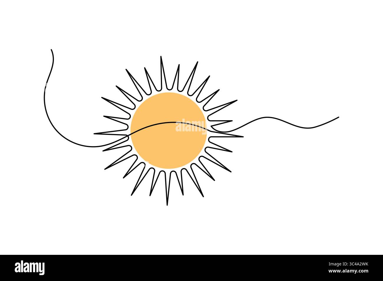 Simple sunset icon in continuous one line minimalist art isolated Stock ...