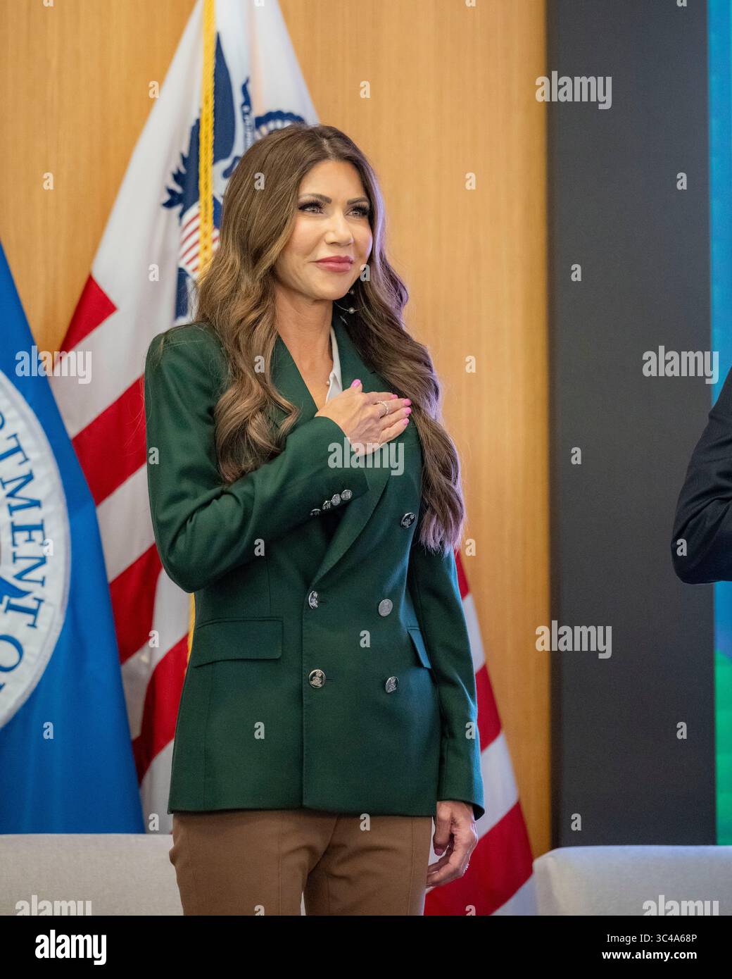 Department of Homeland Security (DHS) Secretary Kristi Noem swears in Chief Michael W. Banks as ...