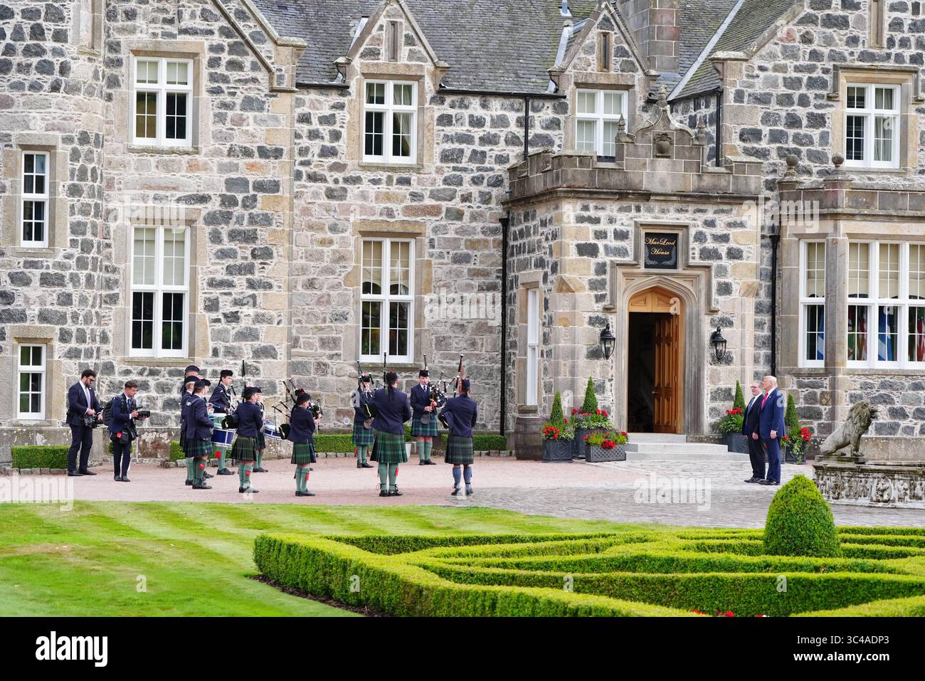 The Robert Gordon College Pipe Ban play in front of MacLeod House for ...