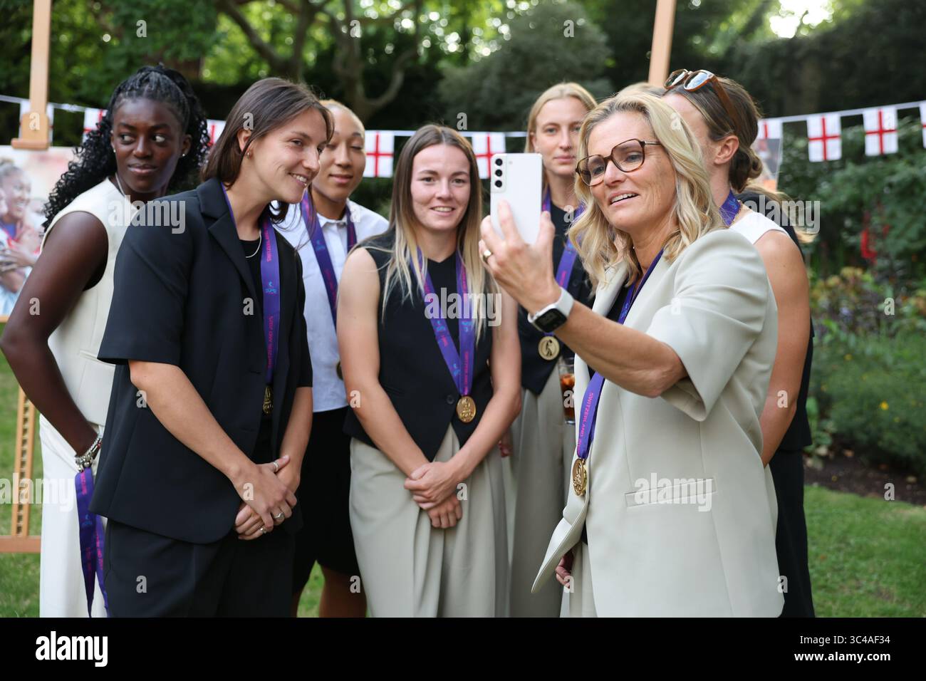 (left to right) England's Michelle Agyemang, Lotte Wubben-Moy, Lauren ...