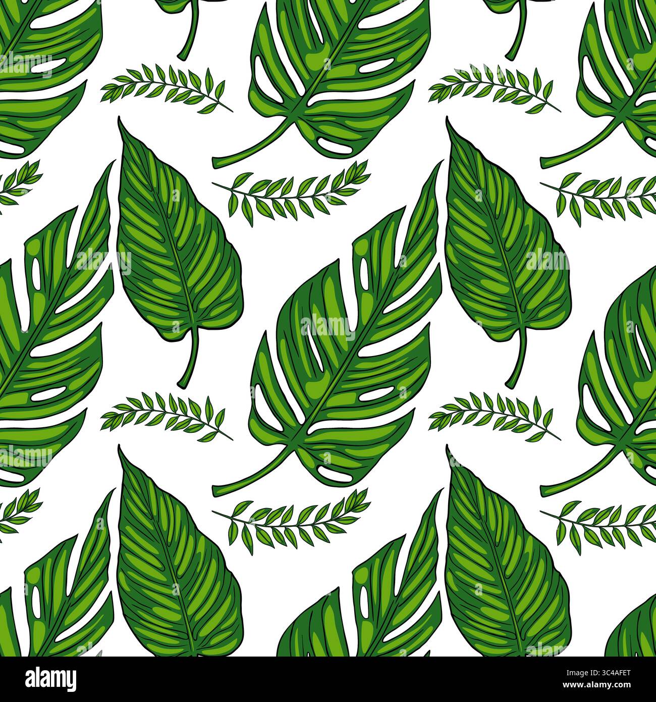 Large green leaves fern Stock Vector Images - Alamy