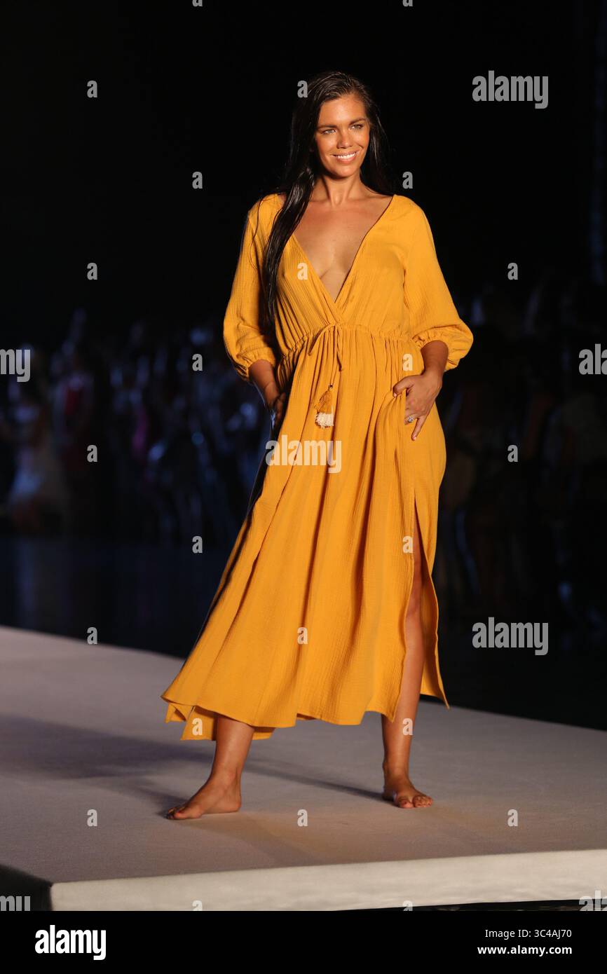 MIAMI, FL - JULY 15: A model walks the runway for the 2018 Sports ...