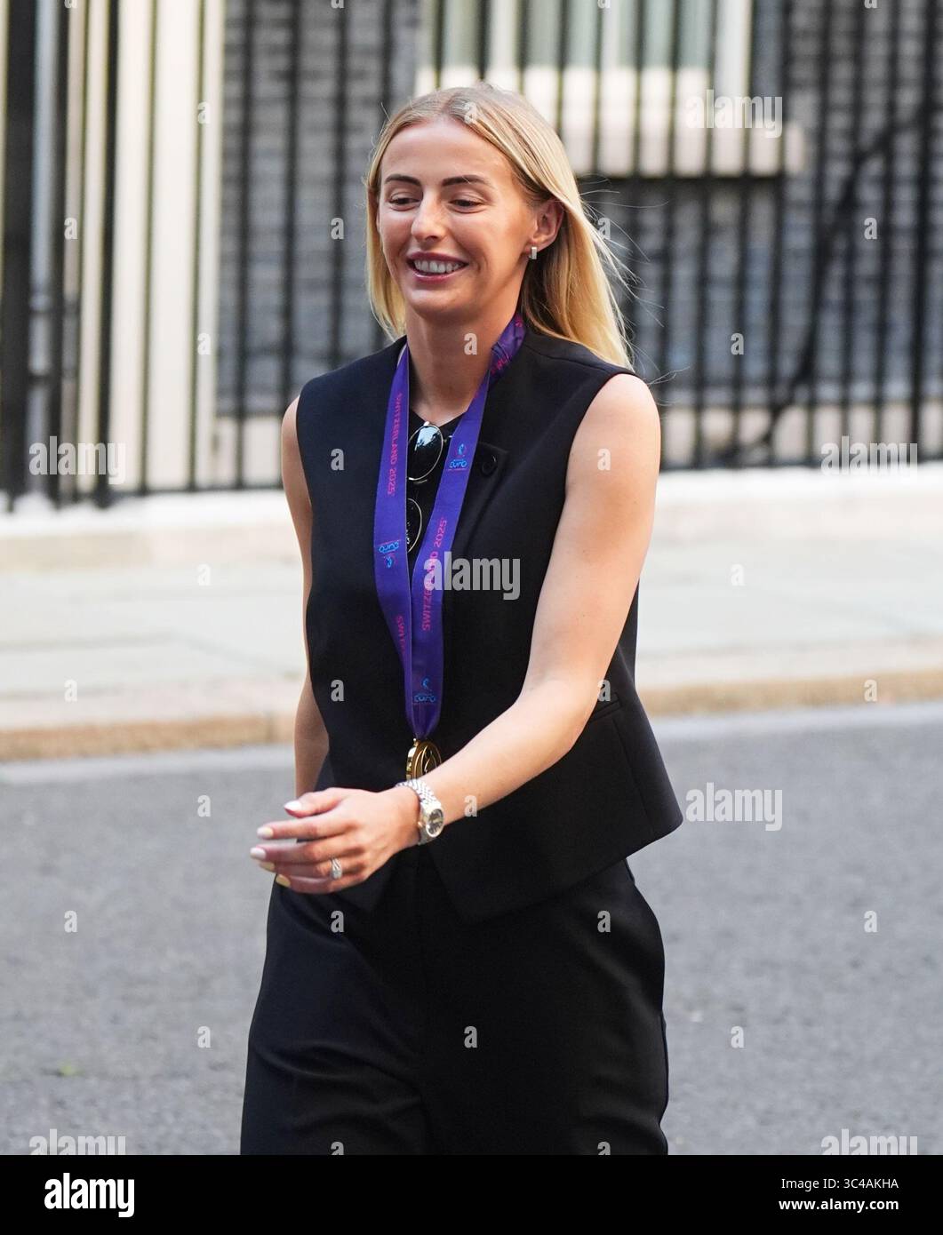 England's Chloe Kelly leaves No.10 Downing Street, London, after a ...