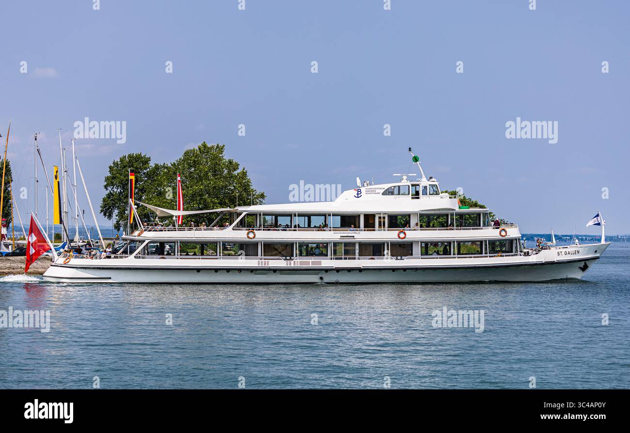 Romanshorn, Switzerland, 9th Jun 2025: The motor ship St. Gallen of the ...