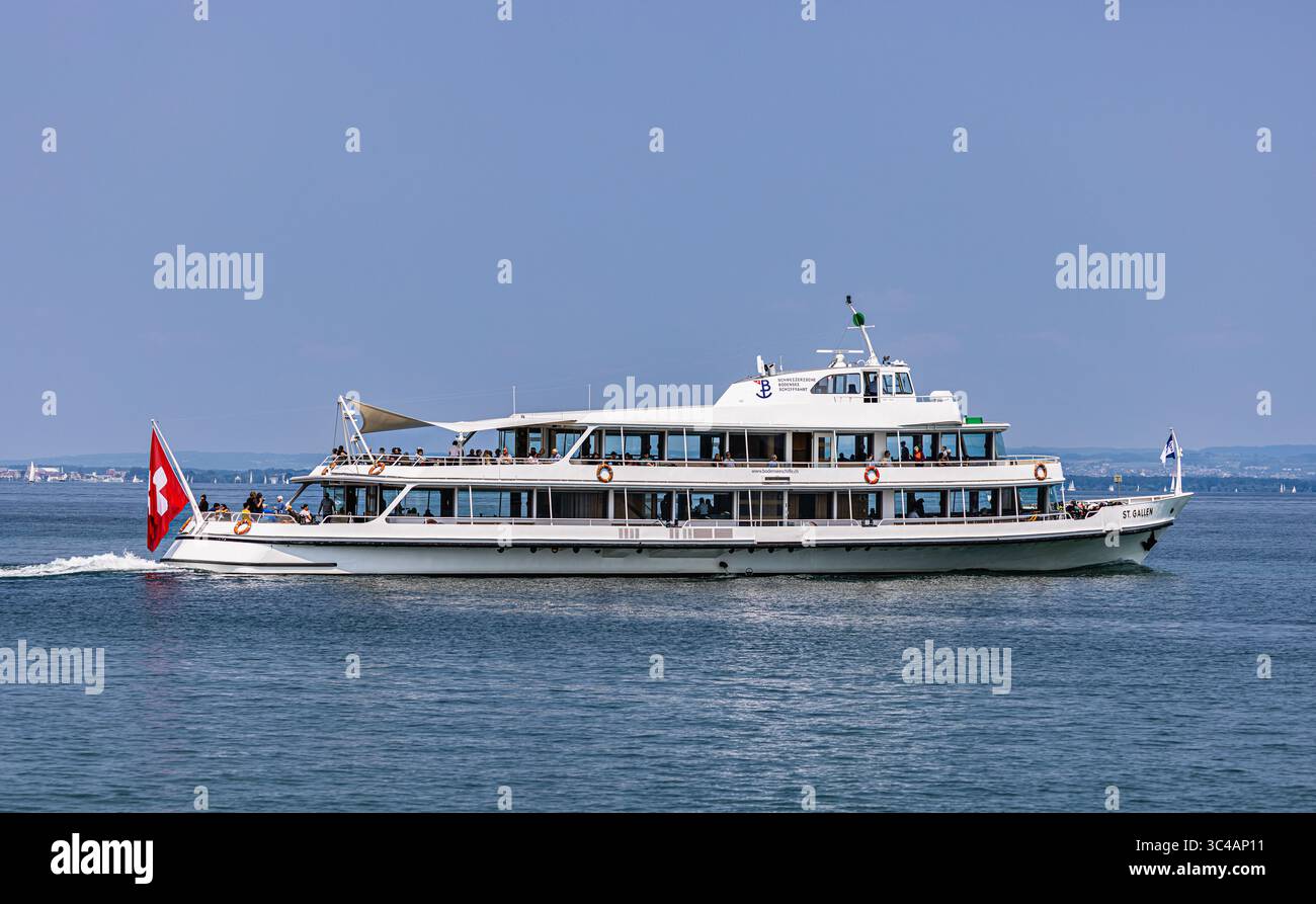 Romanshorn, Switzerland, 9th Jun 2025: The motor ship St. Gallen of the ...