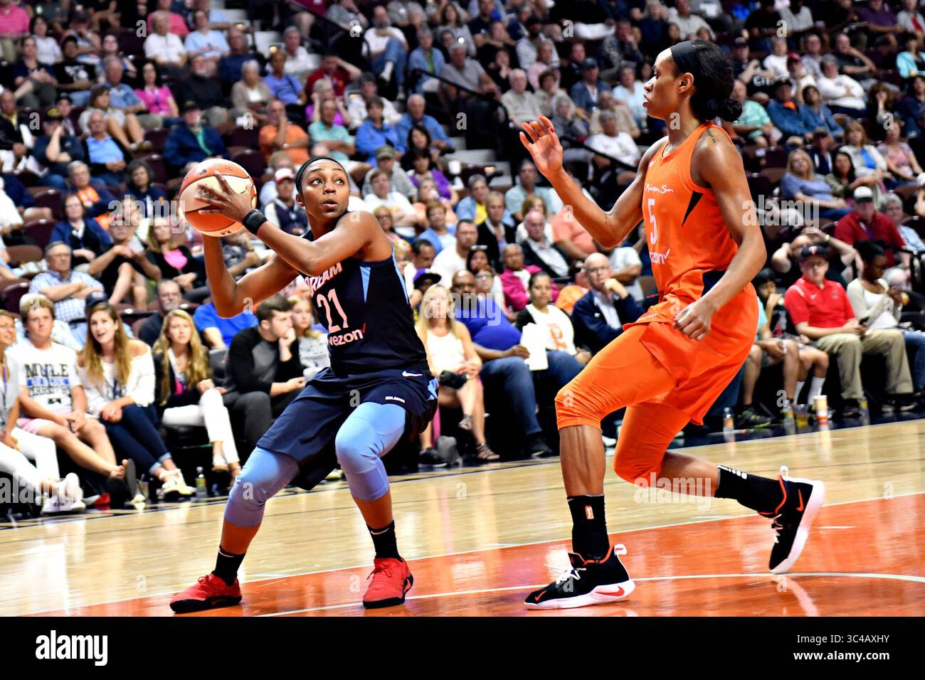 July 17, 2018: , Atlanta Dream Guard, Renee Montgomery, prepares to ...