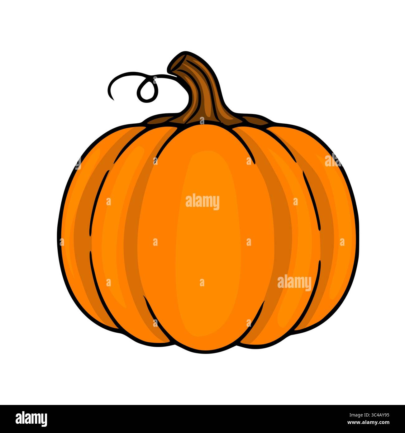 Vibrant vector illustration of a single, cartoon-style pumpkin with a ...