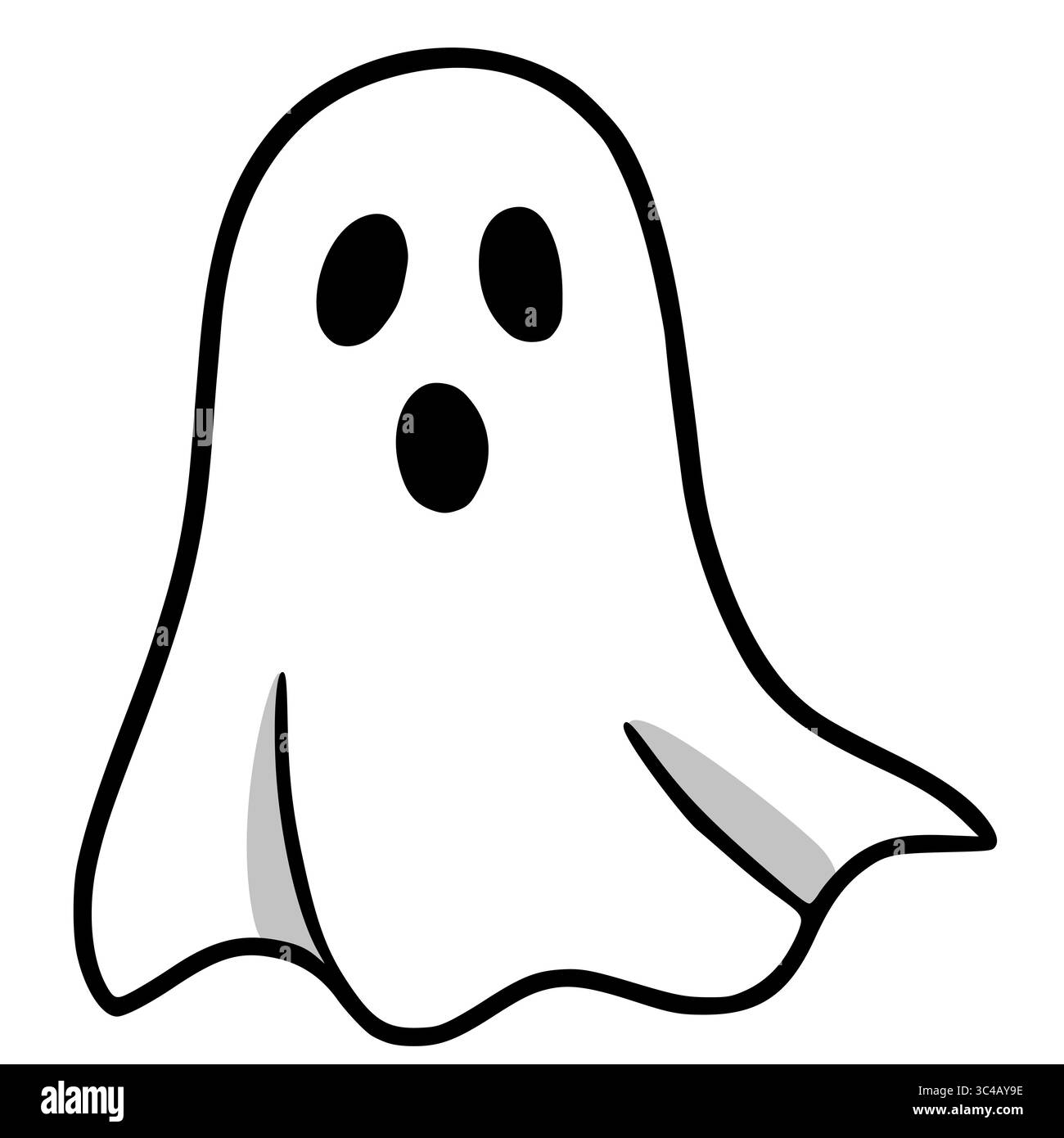 A playful vector illustration of a cartoon ghost with a surprised ...