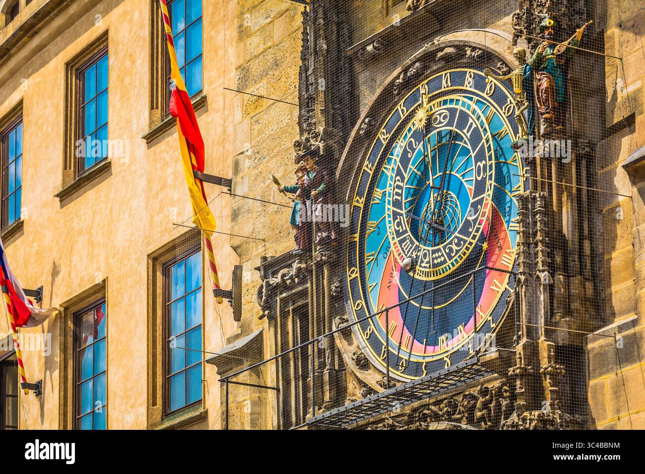 Detailed photo of the Prague astronomical clock showing its intricate ...
