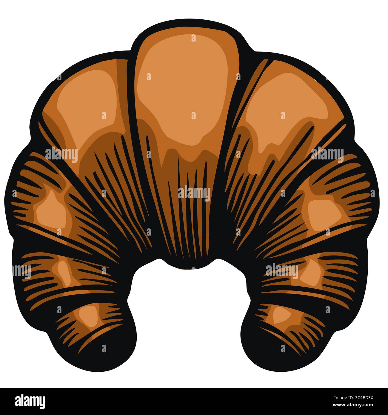 A stylized vector illustration of a croissant, showcasing its golden ...