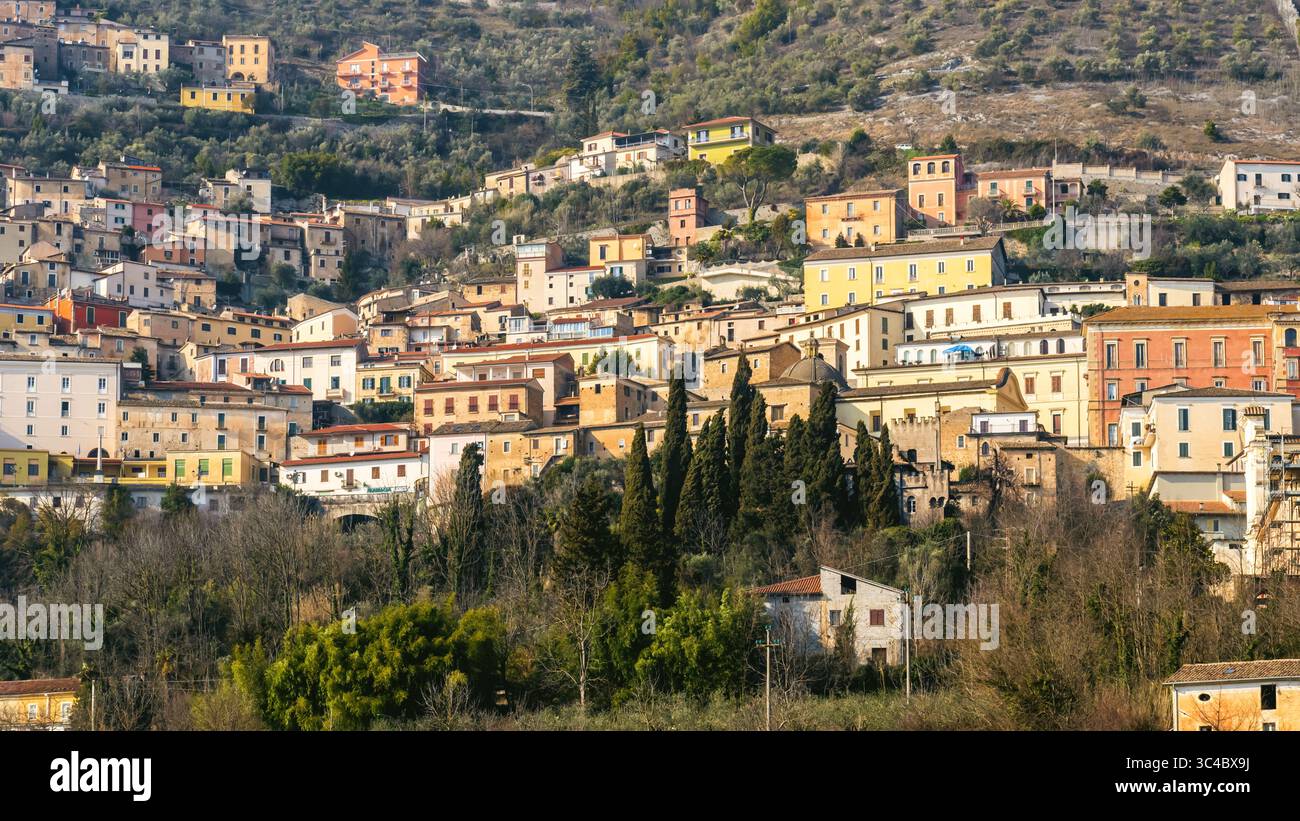 Italian medieval town Alvito amid the Apennine mountains of the south ...