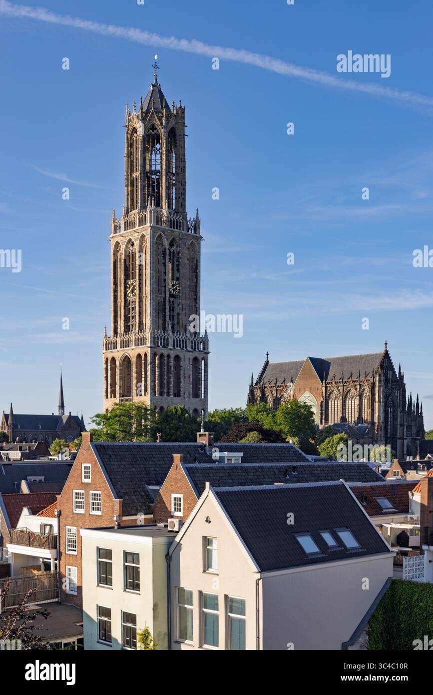 The iconic Dom Tower of Utrecht, Netherlands, rising above the city's ...