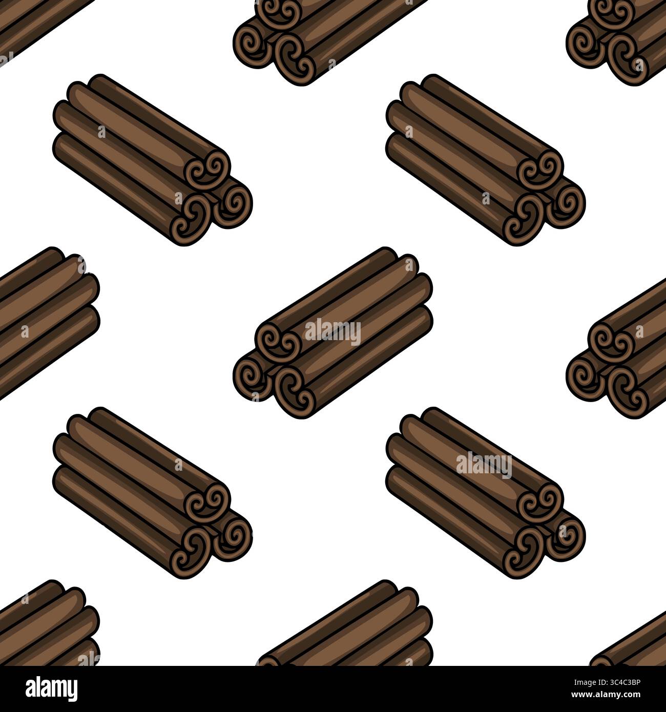 Seamless vector pattern of realistic cinnamon sticks, intricately ...