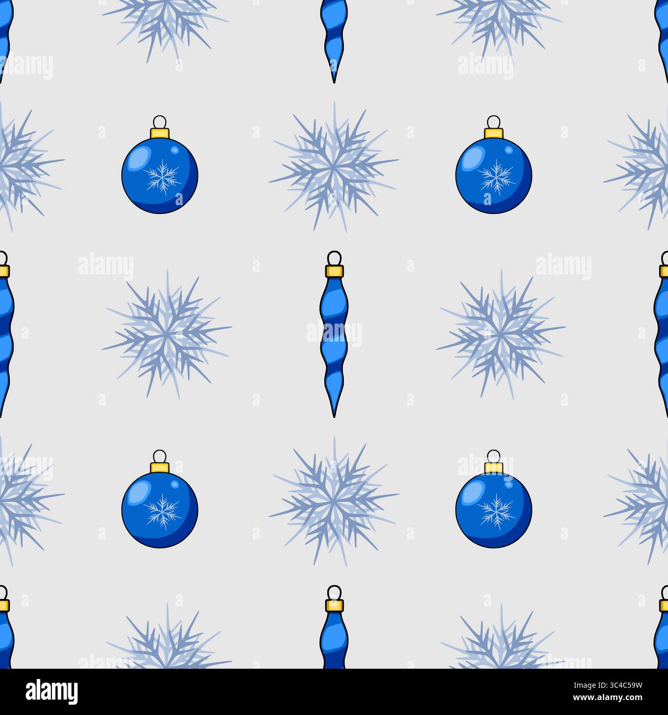 Seamless vector Christmas pattern with blue baubles, stylized ...