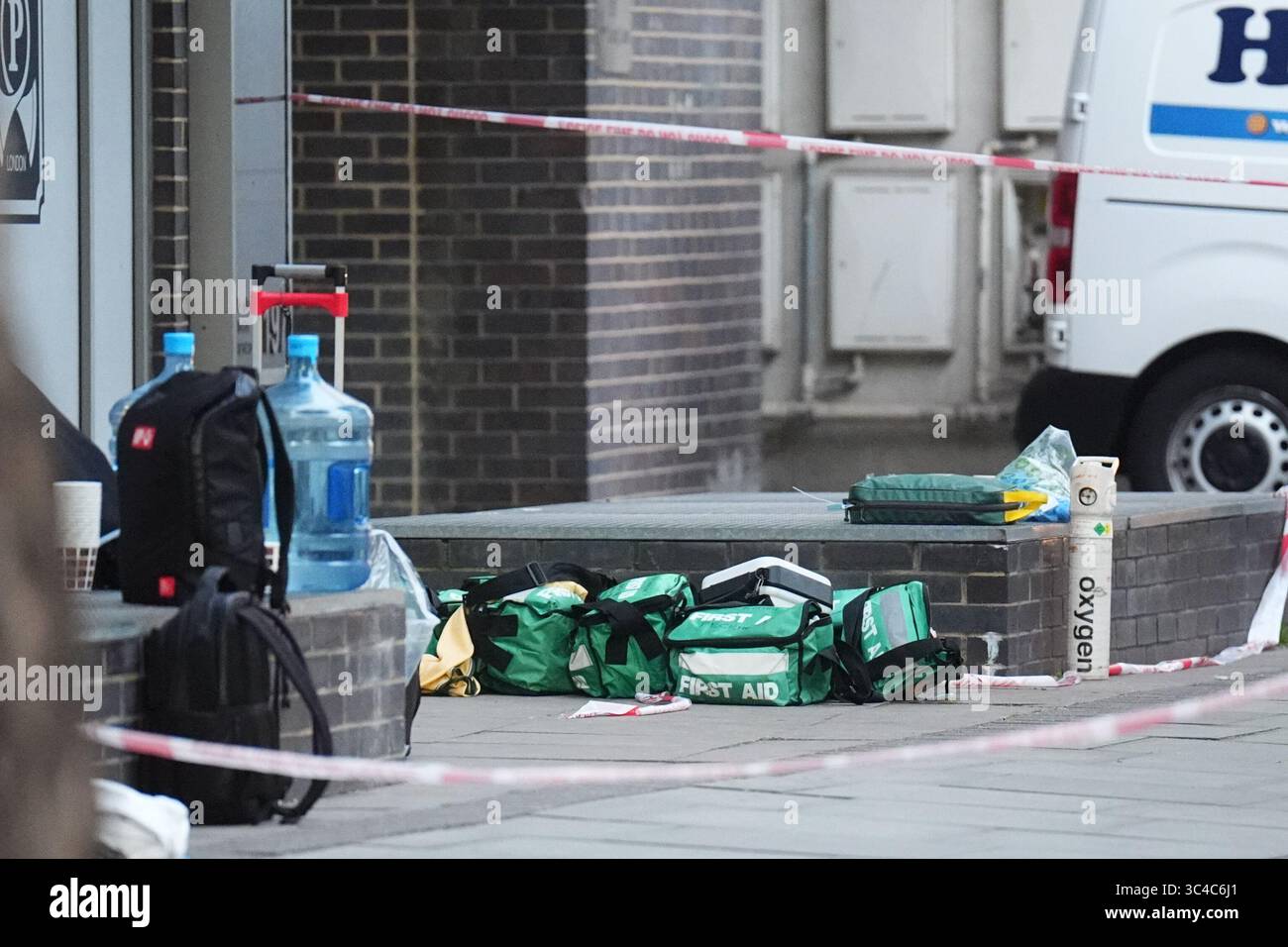 Medical bags at the scene in Long Lane, Southwark, south London, where ...