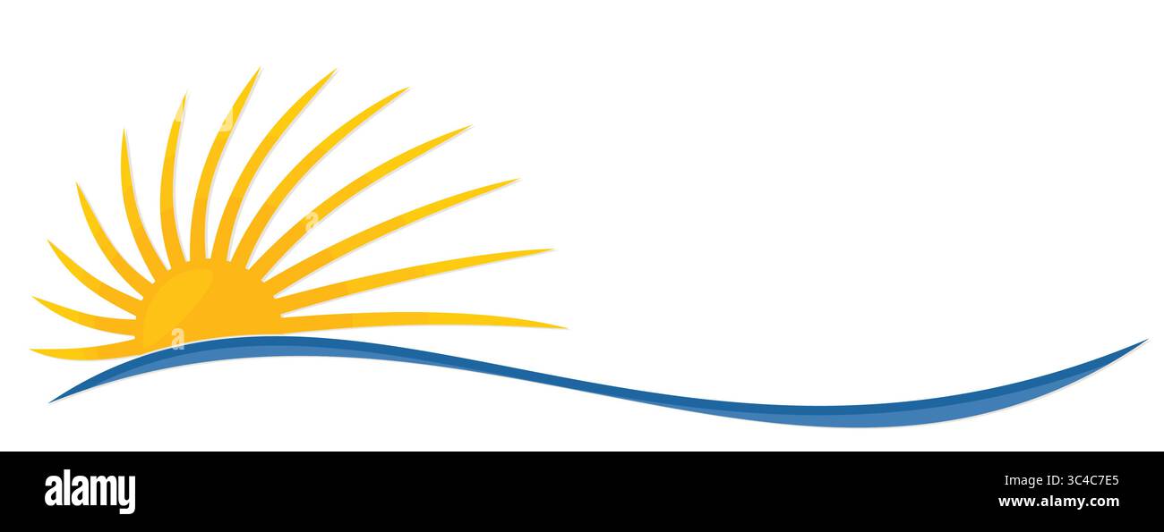 A logo of dawn sun with blue wave Stock Vector Image & Art - Alamy