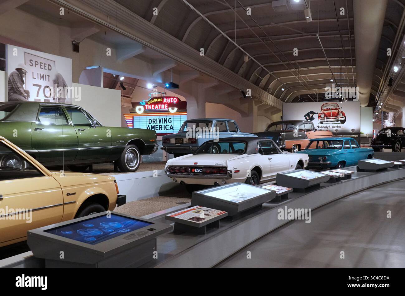 Display of autombiles of the 1950s and 1960s at the Henry Ford Museum ...