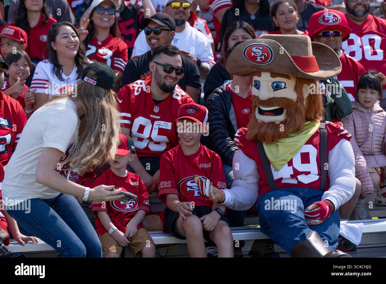 Jul 28, 2025; Santa Clara, California, USA; San Francisco 49ers mascot ...