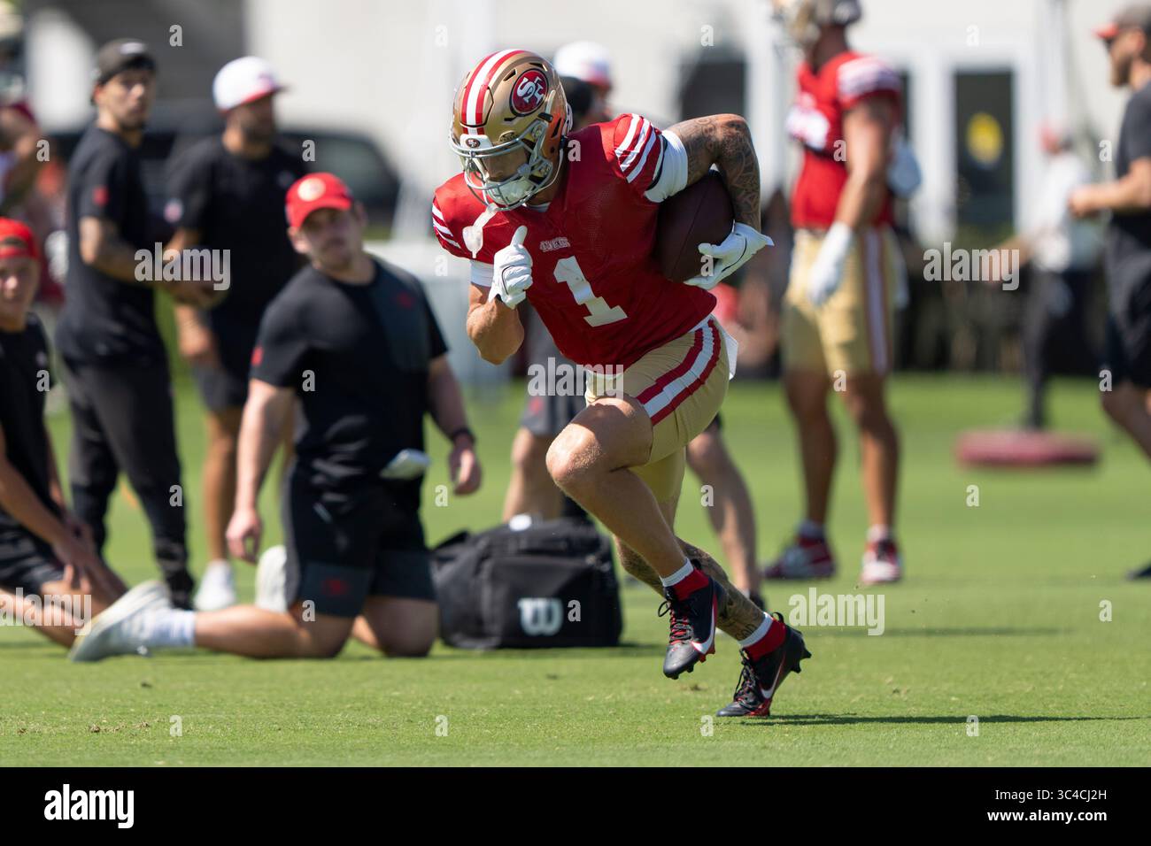 Jul 28, 2025; Santa Clara, California, USA; San Francisco 49ers wide ...