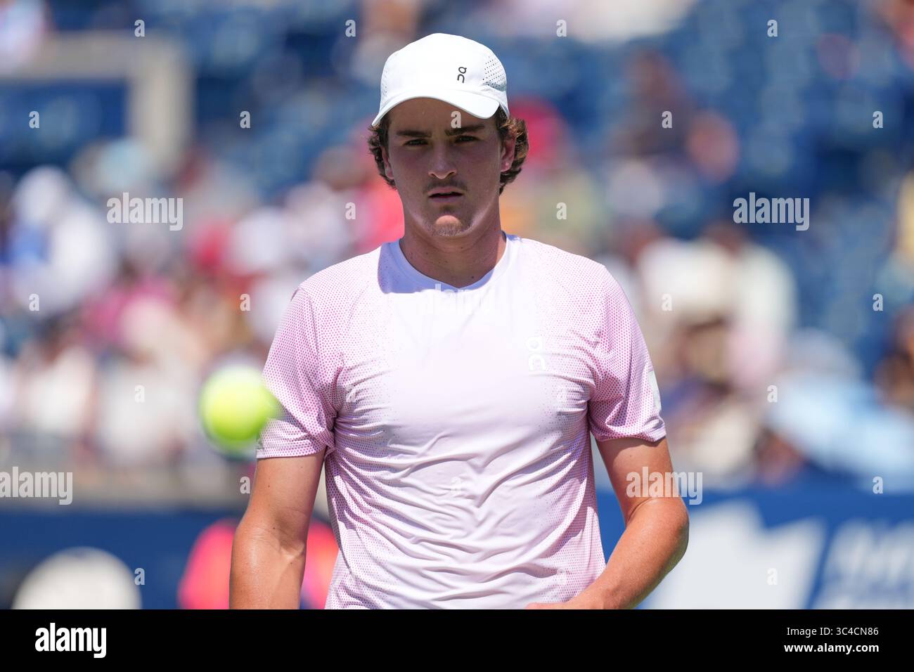 Joao Fonseca of Brazil looks on against Tristan Schoolkate of Australia during the Men's Singles ...
