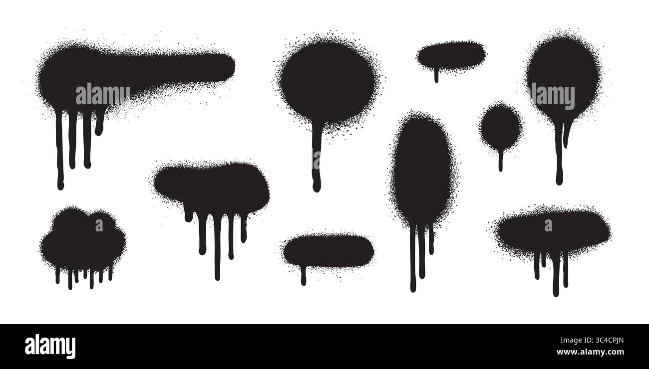 Ink drip graffiti blot with urban punk splatter and stencil marks ...