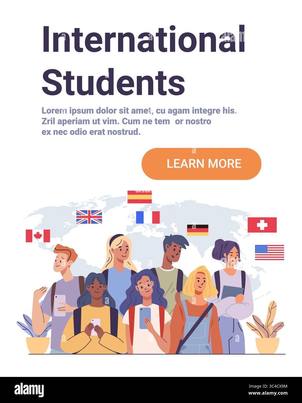 Students with flags of the world Stock Vector Images - Alamy