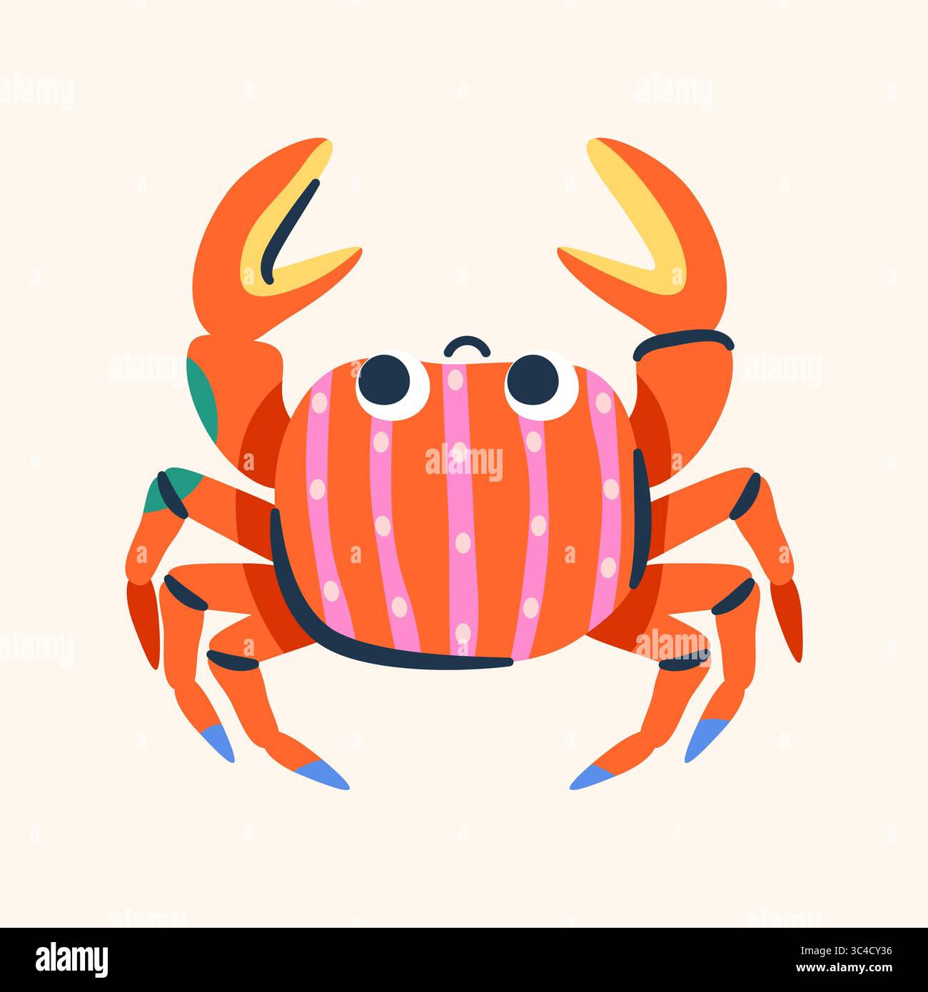 Colorful crab icon. Vector crustacean or beach animal. Vibrant and ...