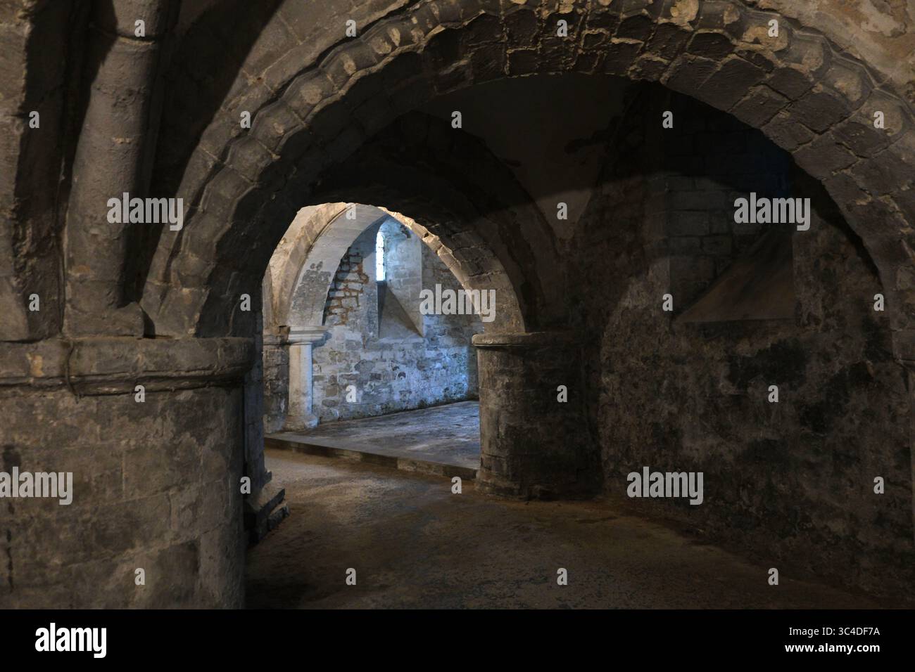 The atmospheric crypt of Gloucester Cathedral, England UK Stock Photo ...