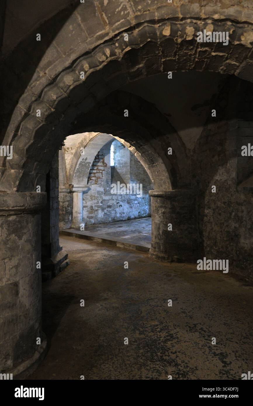 The atmospheric crypt of Gloucester Cathedral, England UK Stock Photo ...