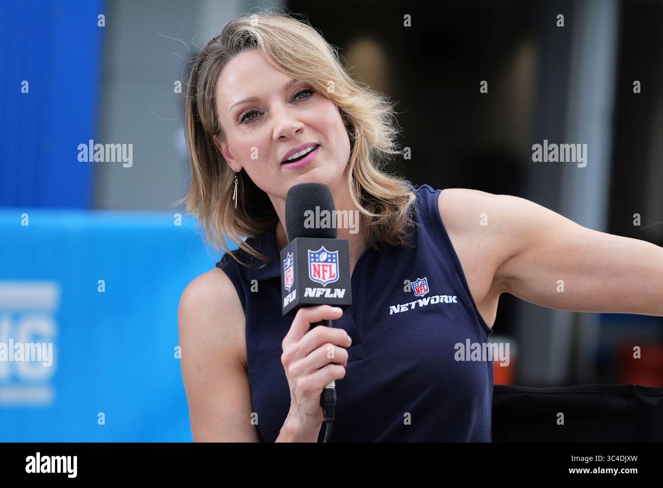 NFL Network reporter Stacey Dales conducts an interview after an NFL ...