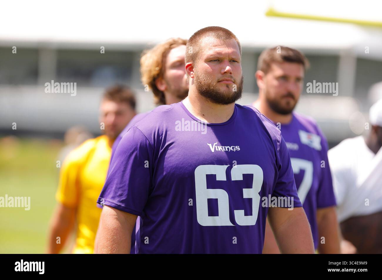 Minnesota Vikings center Zeke Correll (63) walks off the field from the ...