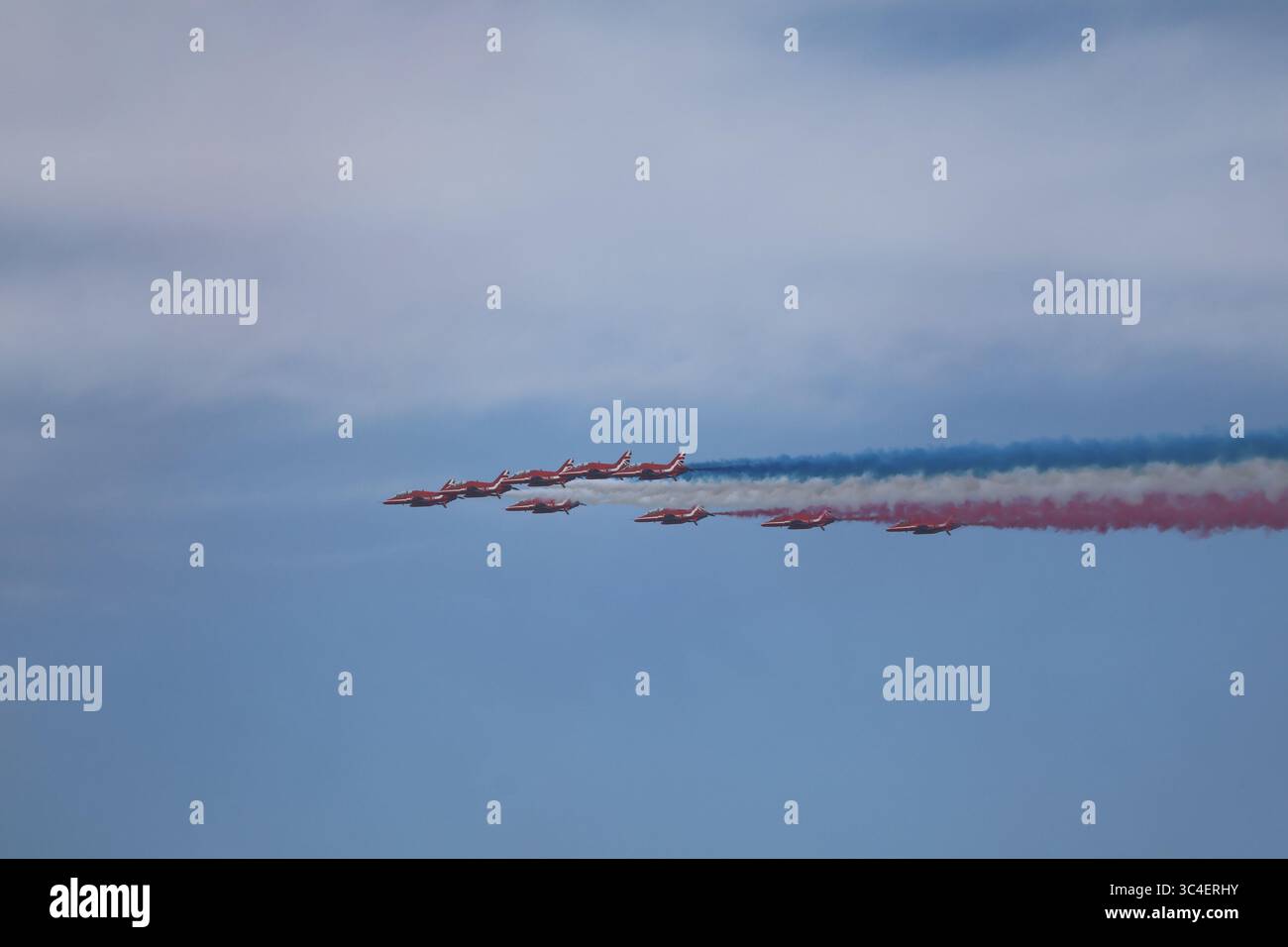 The Red Arrows flyover Aberdeen. The iconic Red Arrows aerobatic team ...