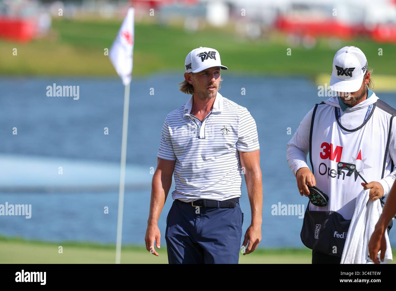 July 27th, 2025: Jake Knapp of the United States looks on after putting ...