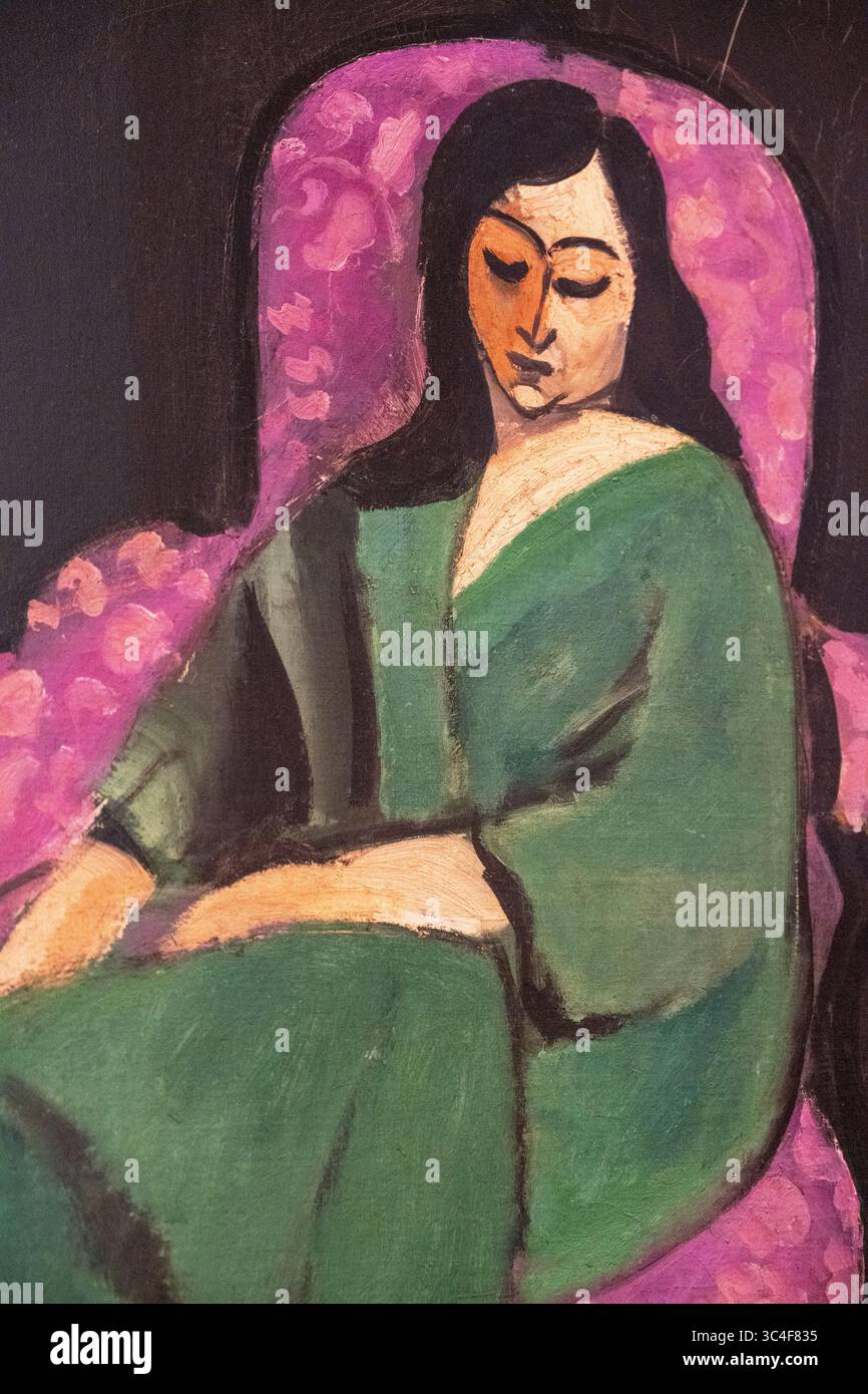 painting called Laurette in a Green Robe, Black Background by Henri ...